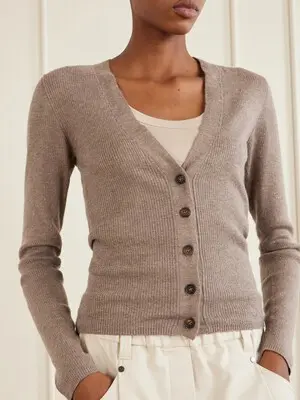Brunello Cucinelli Metallic Ribbed-knit Cardigan