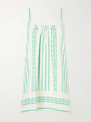 LEMLEM Zina Striped Cotton Mini Dress - Green