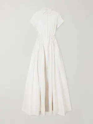 Brunello Cucinelli Pleated Cotton-blend Poplin Maxi Dress