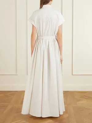 Brunello Cucinelli Pleated Cotton-blend Poplin Maxi Dress
