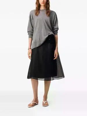AMI Paris Silk Organza Midi Trapeze Skirt