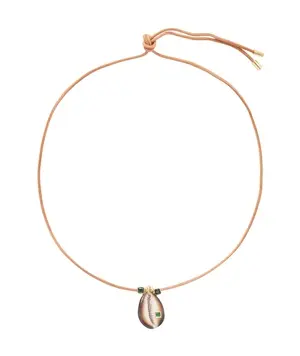 MARTHA CALVO Raya Suede Beaded Necklace Gold