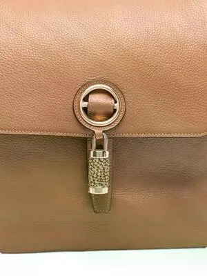 Borbonese Grained Leather Shoulder Bag - Neutrals