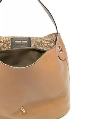 Borbonese Grained Leather Shoulder Bag - Neutrals