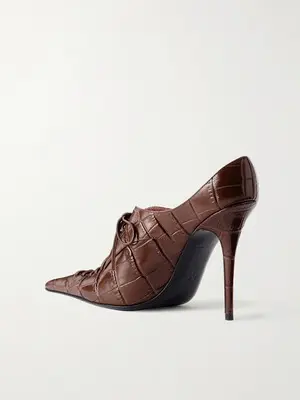 Amina Muaddi Kim 105 Croc-effect Leather Sandals