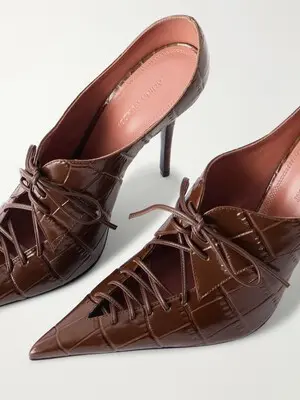 Amina Muaddi Kim 105 Croc-effect Leather Sandals