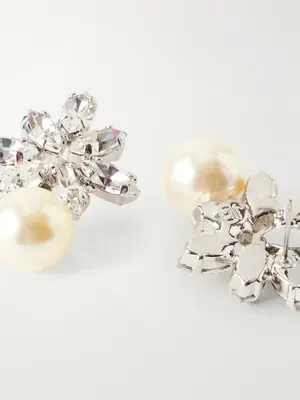 JENNIFER BEHR Liza Silver-tone Crystal And Pearl Drop Earrings - Neutrals