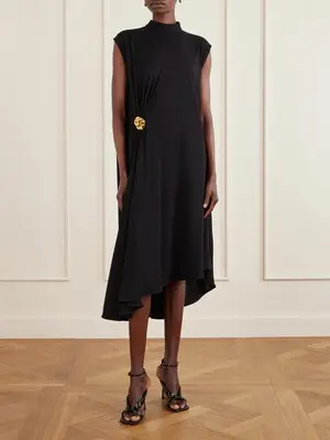 Bottega Veneta Embellished Jersey Midi Dress - Black