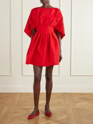 Carolina Herrera Pleated Silk-faille Mini Dress