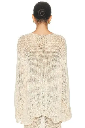 Khaite Davet Top Knit Crochet Flare Cuff Top
