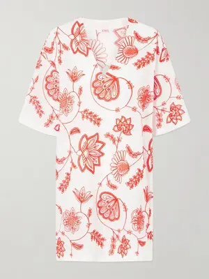 ERES Embroidered Cotton-blend Mini Dress - Red
