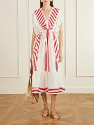 LEMLEM Leila Cotton-gauze Midi Dress - Red