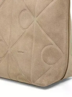 Calvin Klein Monogram-embossed Suede Tote Bag