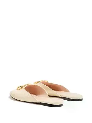 Valentino Garavani Vlogo Signature Slide Sandals In Printed Calfskin - Neutrals