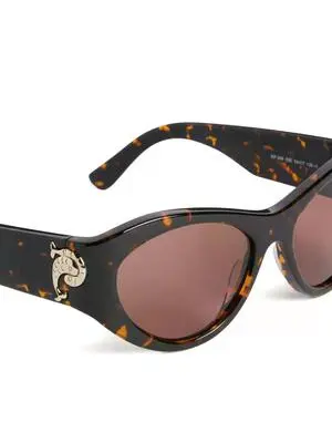 Emilio Pucci Cat-eye Sunglasses With Embellished Temples - Brown