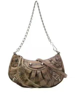 Balenciaga 2022 Mini Bb Monogram Coated Canvas Le Cagole Satchel - Brown