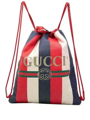 Gucci Canvas Sylvie Baiadera Web Drawstring Backpack