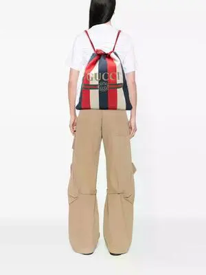 Gucci Canvas Sylvie Baiadera Web Drawstring Backpack