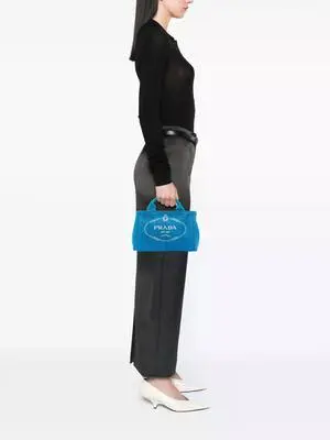 Prada Small Canapa Logo Satchel - Blue