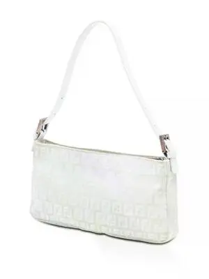 Fendi Zucchino Canvas Pochette Shoulder Bag - White