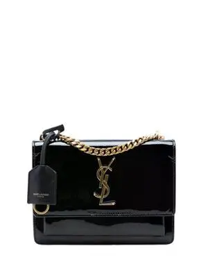 Saint Laurent Small Patent Monogram Sunset Crossbody Bag - Black