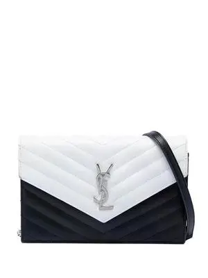 Saint Laurent Bicolor Chain Wallet Crossbody Bag - Black