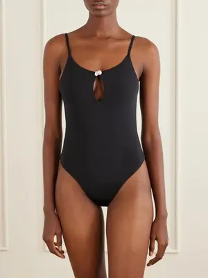 SARA CRISTINA Pearl Embellished Swimsuit - Black
