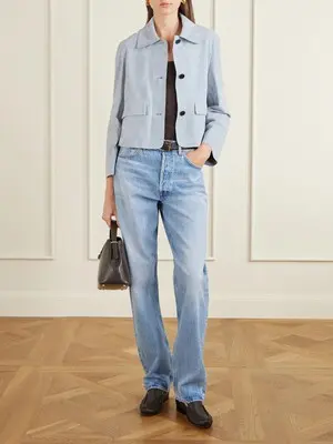 ARMA Cropped Suede Jacket - Blue