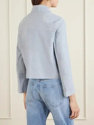 ARMA Cropped Suede Jacket - Blue