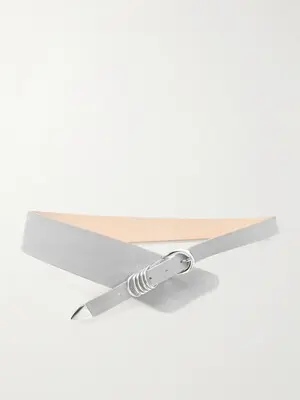 DEHANCHE Alcott Suede Belt With Silver-tone Buckle - Gray