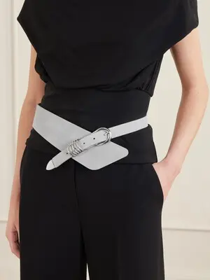 DEHANCHE Alcott Suede Belt With Silver-tone Buckle - Gray