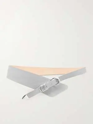 DEHANCHE Déhanche Alcott Suede Belt With Silver-Tone Buckle Light Gray