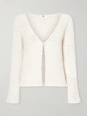 SARA CRISTINA Crocheted Cotton Cover-up With Baroque Pearl Detail - Neutrals