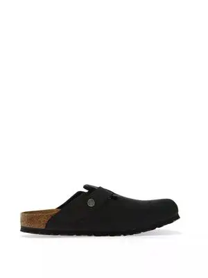 BIRKENSTOCK Boston Leather Flat Mules - Black