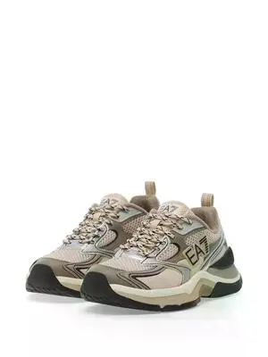 EA7 Mesh-panel Logo-patch Sneakers - Neutrals