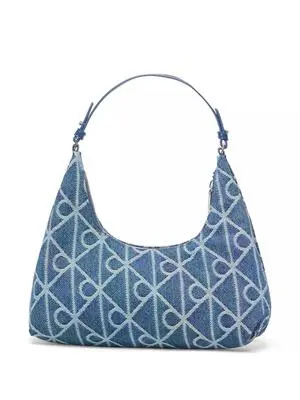 Calvin Klein Monogram Pattern Denim Shoulder Bag