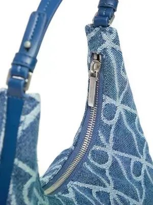 Calvin Klein Monogram Pattern Denim Shoulder Bag
