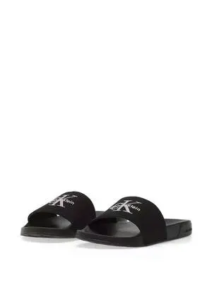 Calvin Klein Logo-embroidered Slides