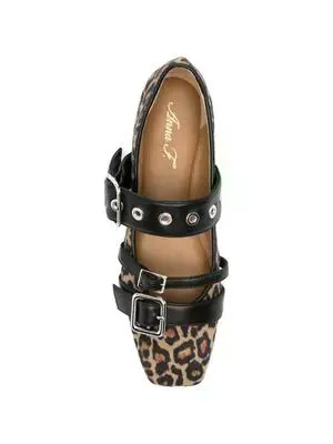 ANNA F. Leopard-print Buckled Ballet Flats - Neutrals