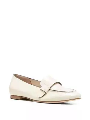 ANNA F. Patent-finish Almond-toe Loafers