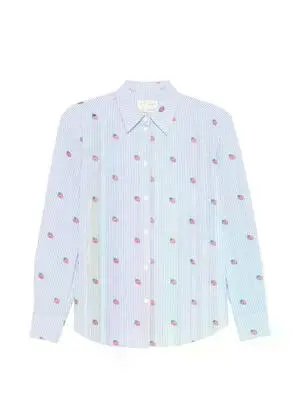 MC2 SAINT BARTH Strawberry-embroidered Striped Shirt