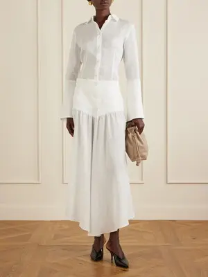 VIOLANTE NESSI Morocco Gathered Linen Maxi Skirt