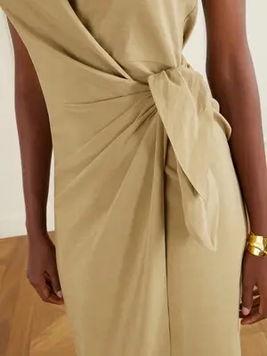 CORTANA Mona" Halterneck Linen And Silk-blend Maxi Dress - Green