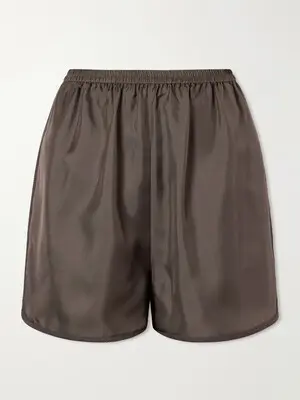 RÓHE Silk-satin Shorts - Brown