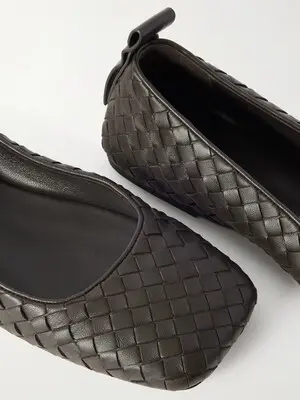 Bottega Veneta Charlotte Intrecciato Leather Ballet Flats - Brown