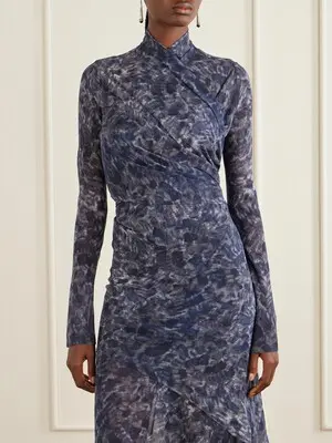 CORTANA Meena' Printed Silk-chiffon Blouse - Blue