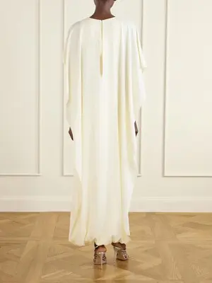 Brandon Maxwell Draped Embellished Crepe Midi Dress - Neutrals