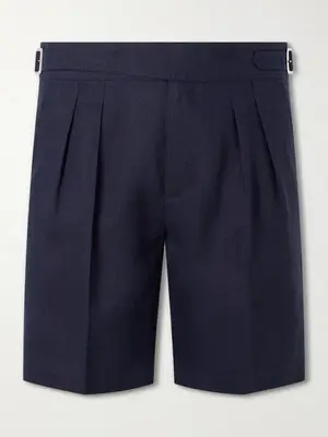 Mr P. Straight-leg Pleated Linen Bermuda Shorts
