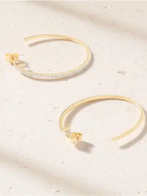 STONE AND STRAND Rhodium-plated 10-karat Hoop Earrings
