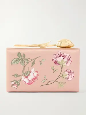 Erdem Bloom Embroidered Satin Clutch